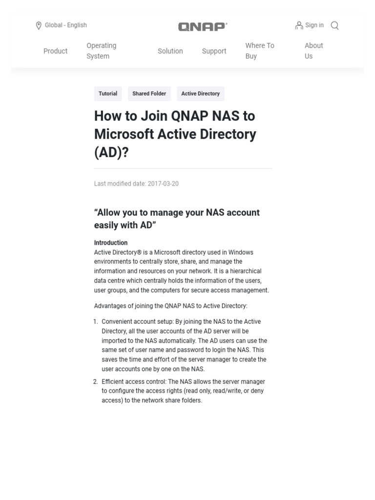 Join QNAP NAS to Active Directory Guide | PDF | Active Directory | User ...
