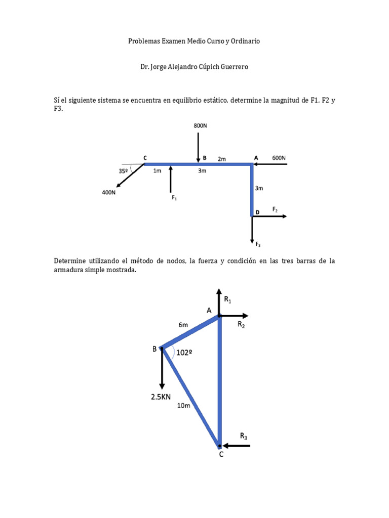 Problemas Examenes Estática | PDF