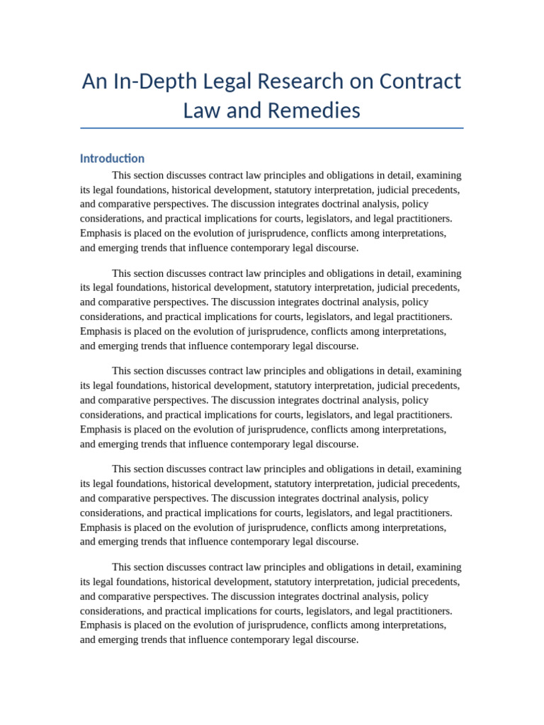 Legal_Research_Contract_Law | PDF | Precedent | Jurisprudence