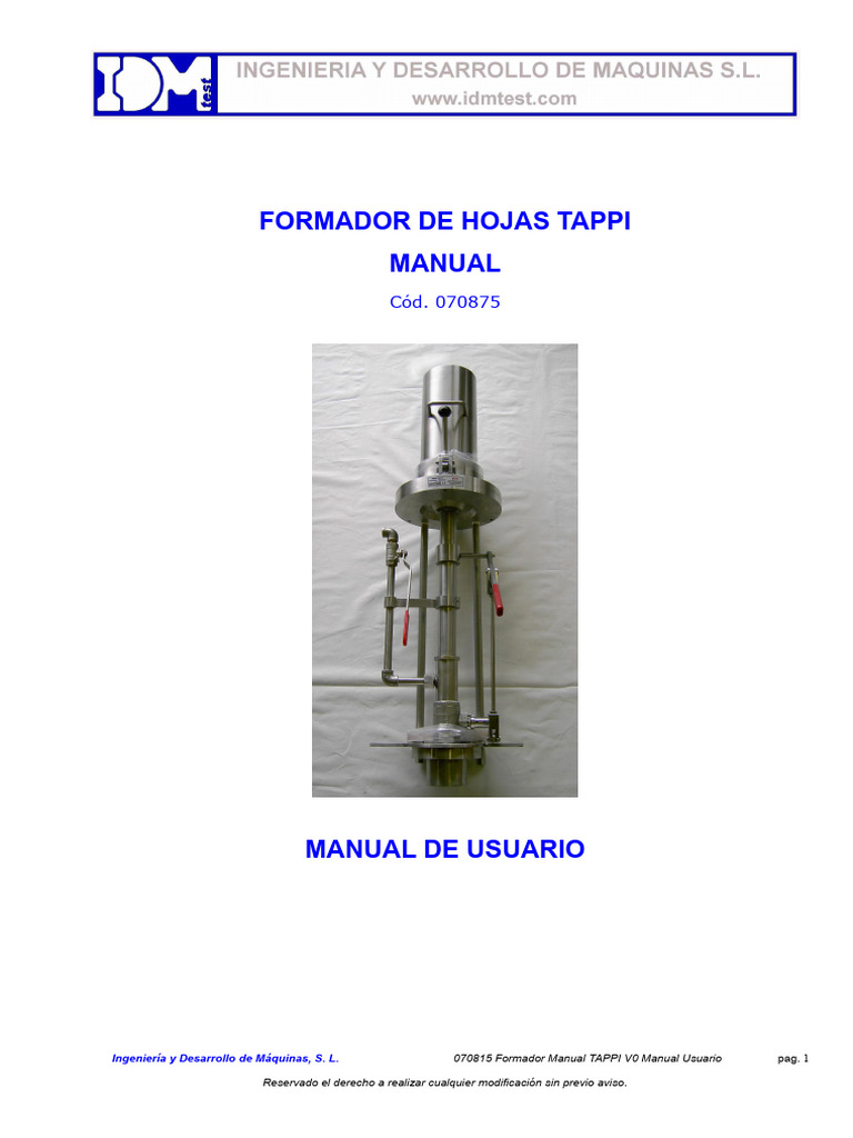 Manual formador de hojas TAPPI | PDF | Papel | Agua