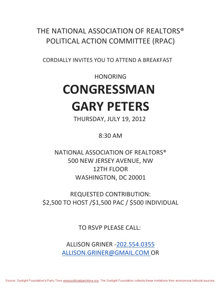 Congressman Gary Peters: The National Association of Realtors ...