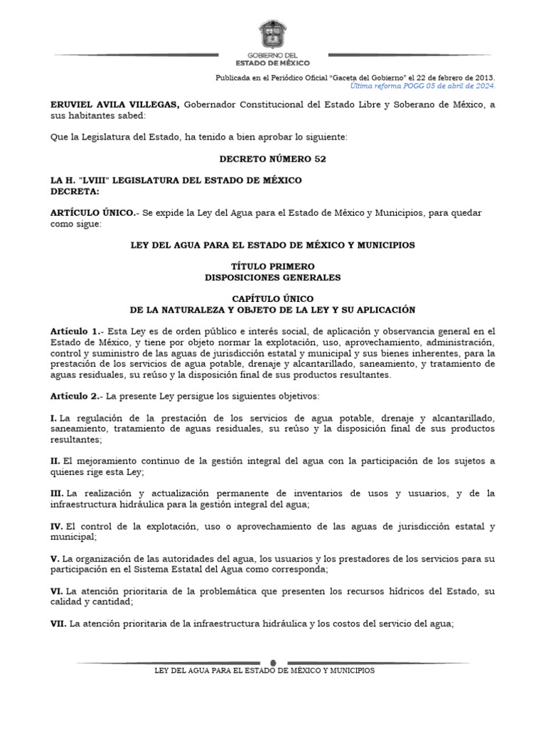 Ley de Agua del Estado y sus municipios | PDF | Agua | Alcantarillado