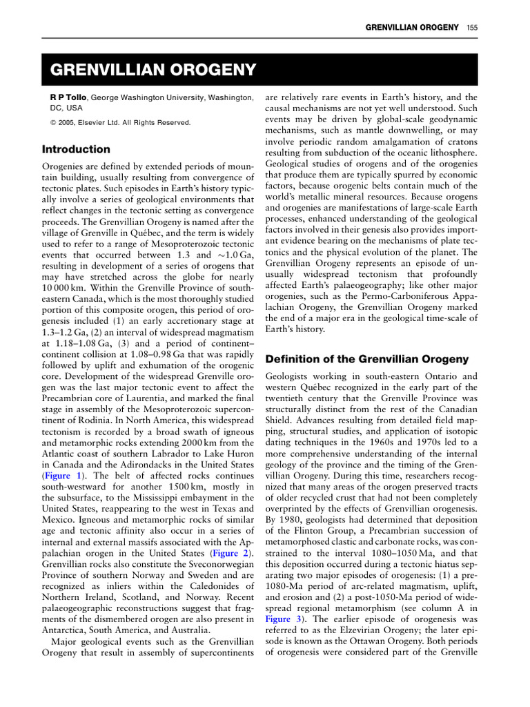 Overview of the Grenvillian Orogeny | PDF | Natural Sciences | Tectonics