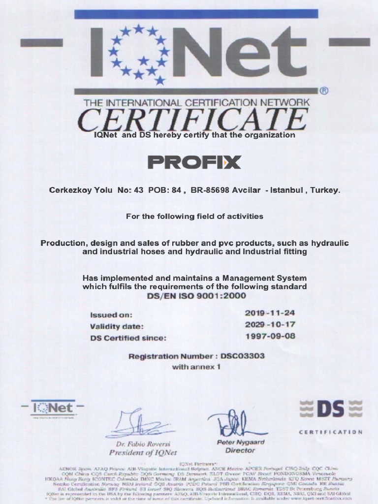 Profix Certificate ISO 9001 | PDF