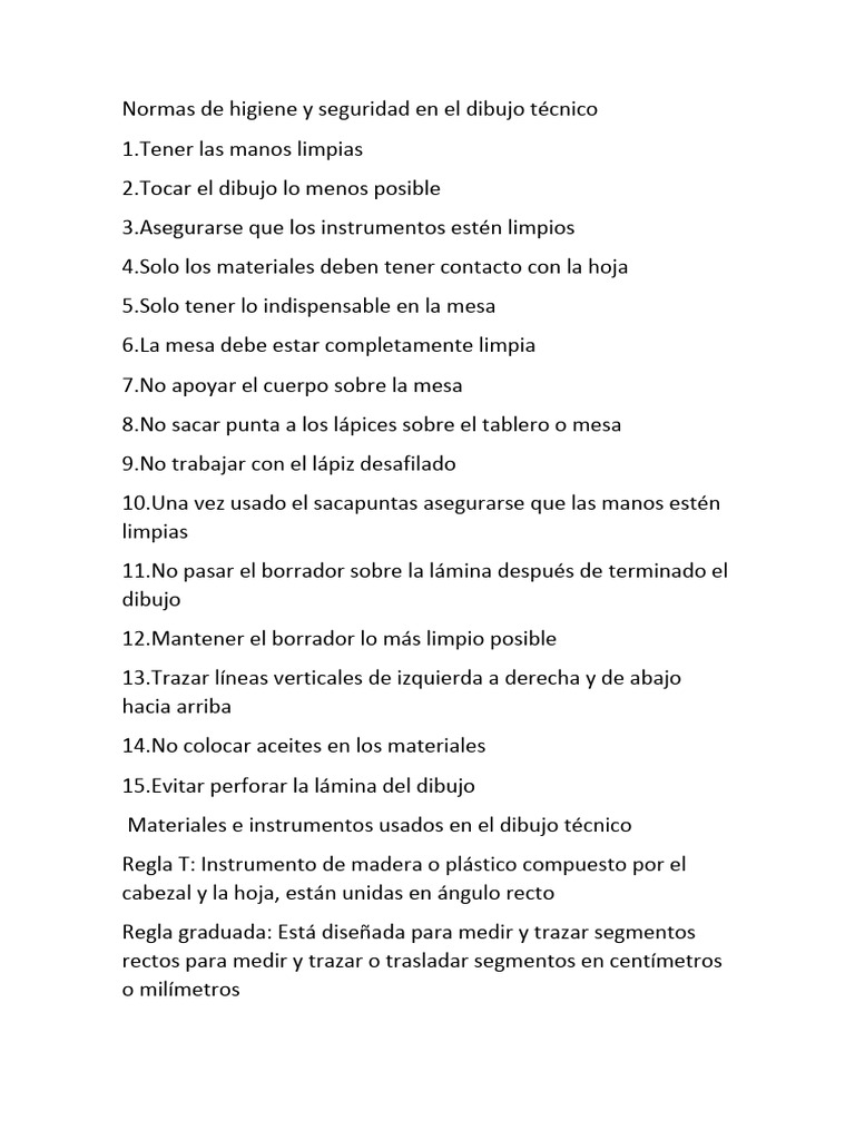 Normas de Higiene en Dibujo Técnico | PDF