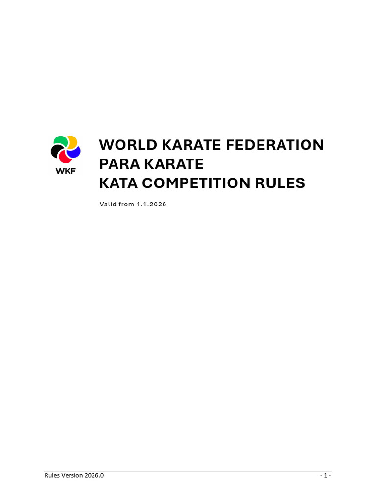 Para Karate Kata Competition Rules 2026 | PDF | Wheelchair | Karate