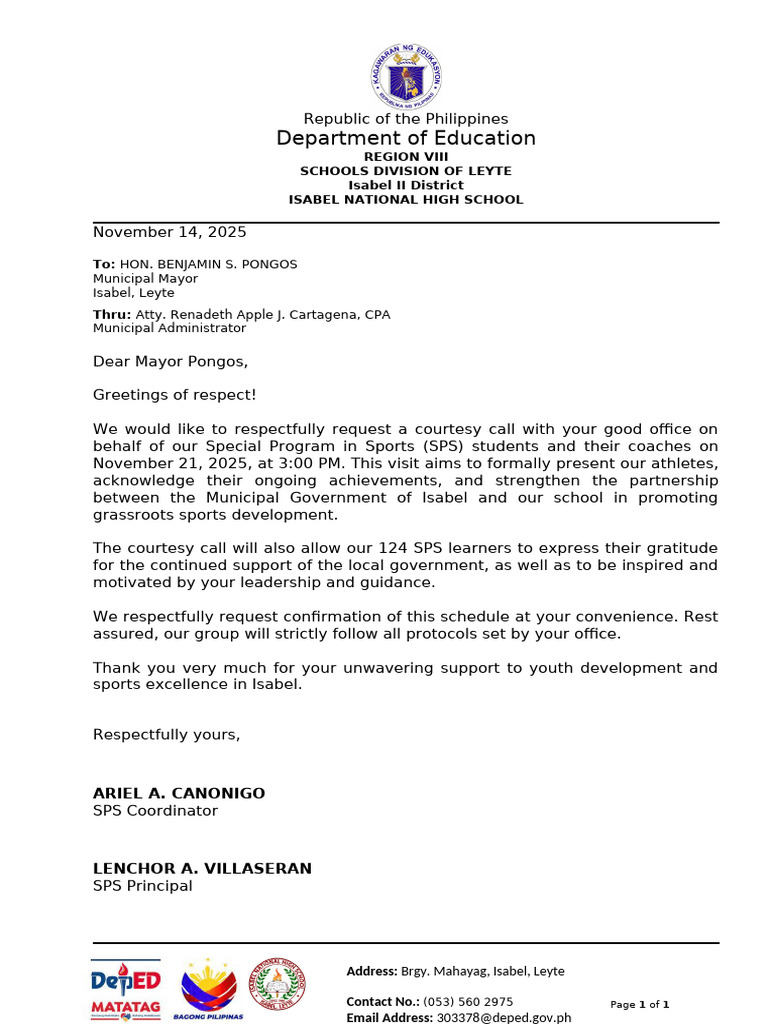 Courtesy Call Request | PDF