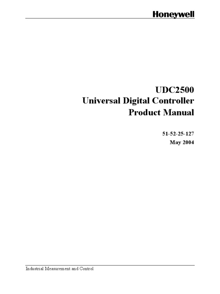UDC2500 Universal Digital Controller Product Manual: Industrial ...