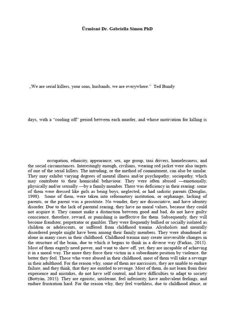 The Traits and the Thrill of Serial Killers | PDF | Serial Killer ...