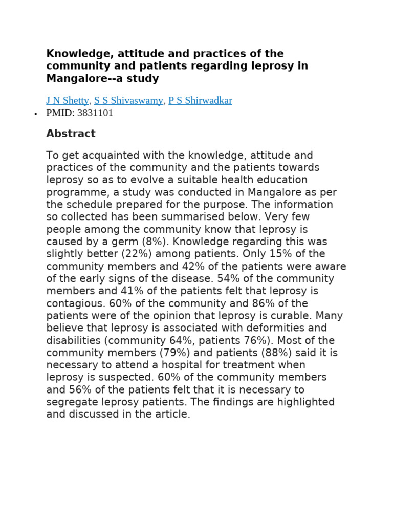 12.Knowledge, Attitude and Practices of the Community and Patients ...