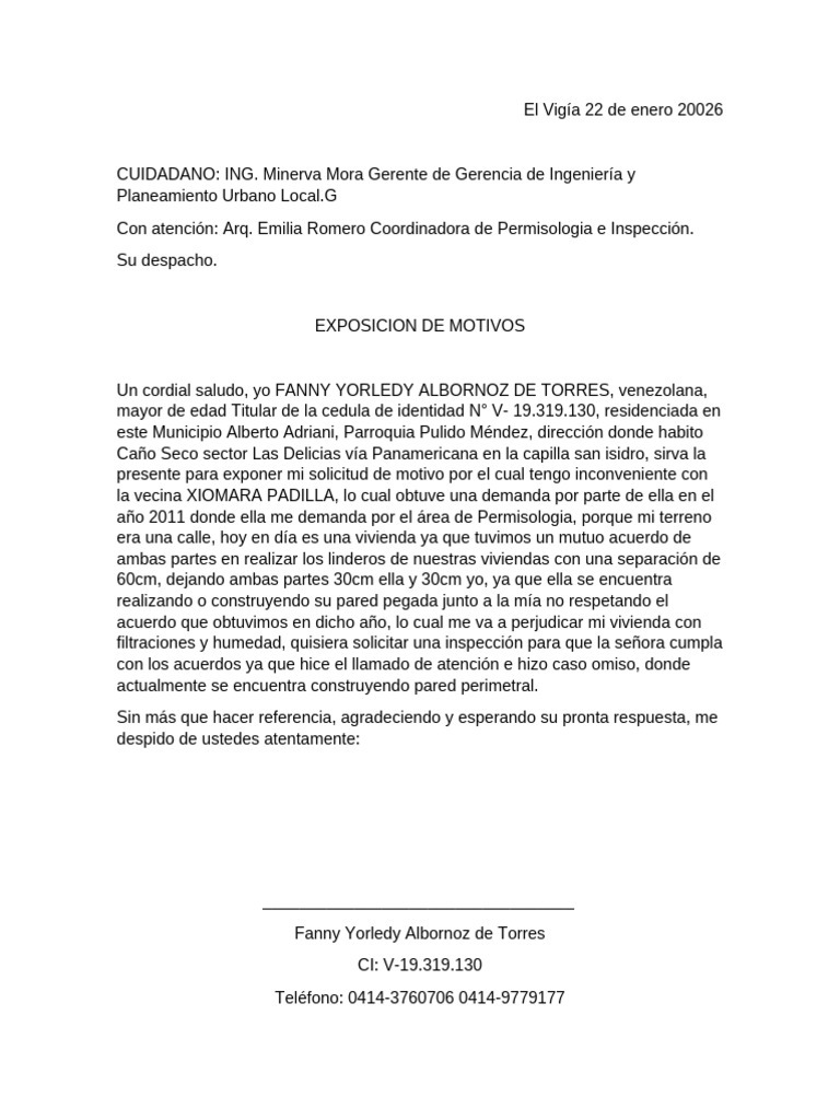 Exposicion de Motivos Fanny | PDF