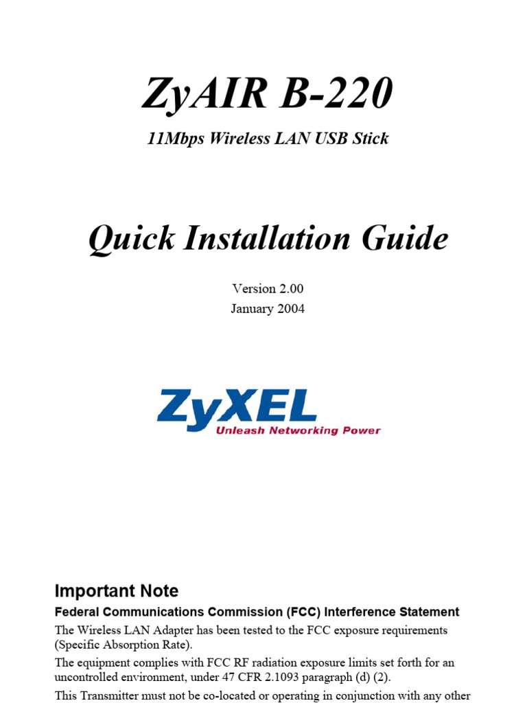 ZyAIR B-220 Wireless USB Stick Guide | PDF | Usb | Icon (Computing)