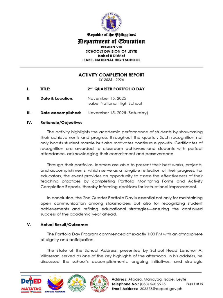 2nd Quarter Portfolio Day Report 2025 | PDF | Learning