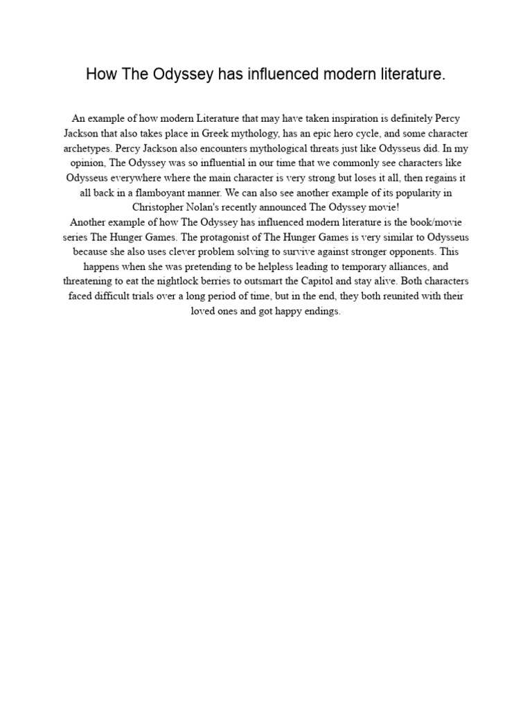 Influence of The Odyssey on Modern Literature | PDF