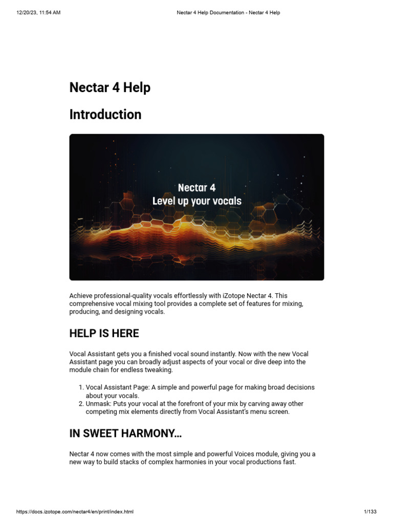 iZotope Nectar 4 Vocal Mixing Guide | PDF | Harmony | Interval (Music)
