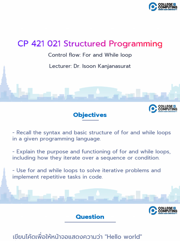 Programming 6-7 For While Loop Student | PDF