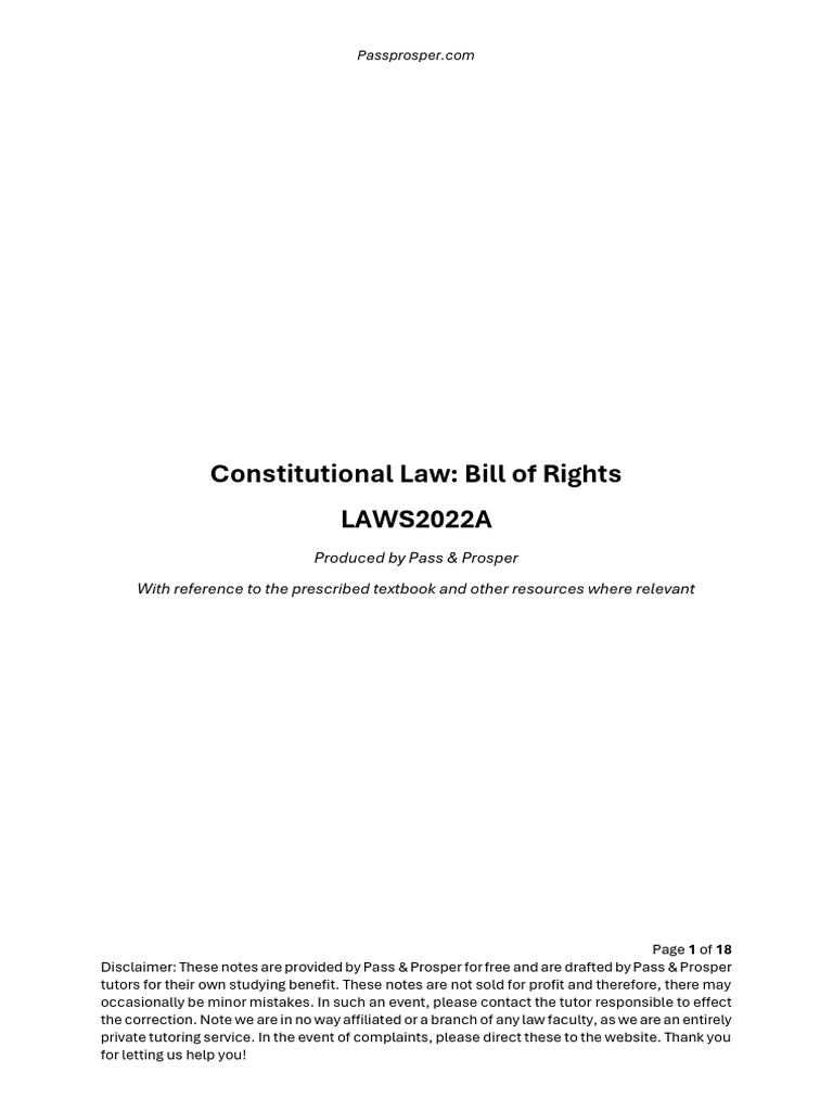 Bill of Rights Test 2 Notes | PDF | Discrimination | Dignity