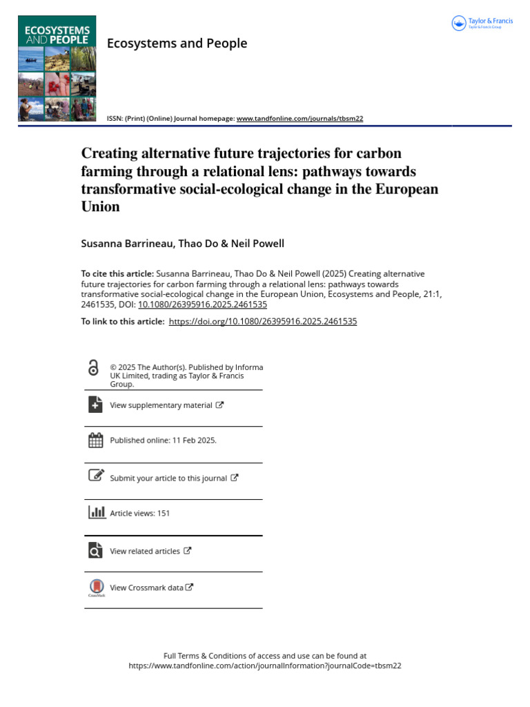 Creating Alternative Future Trajectories for Carbon Farming Through a ...