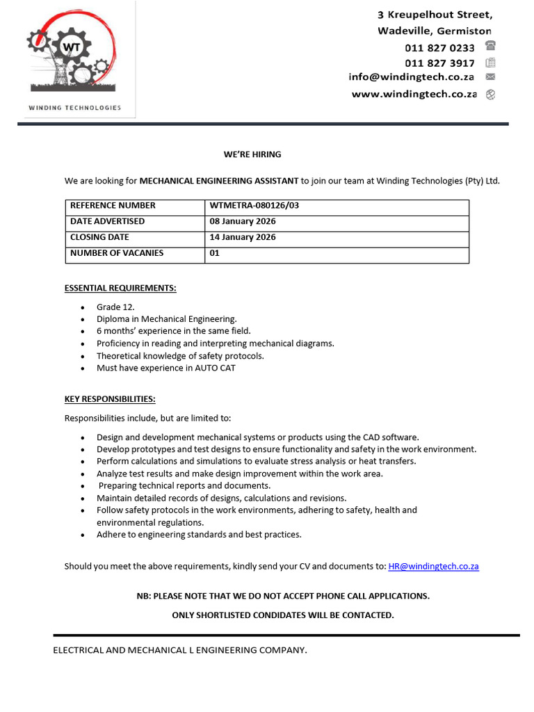 Mechanical Engineering Assistant 1768140267 | PDF
