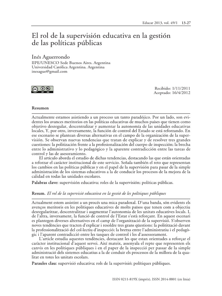 Aguerrondo, El Rol Del Supervisor | PDF | Enseñando | Escuelas