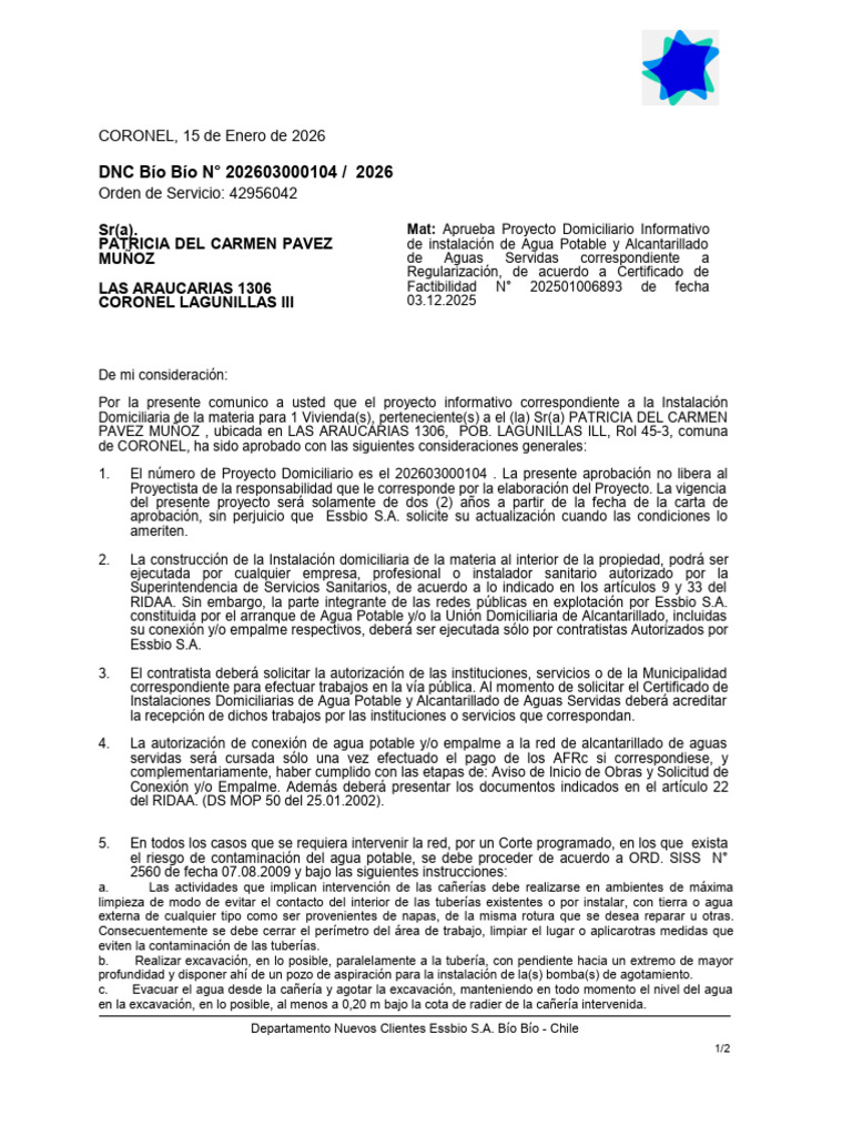 Carta de Aprobacion 202603000104_260115_153701 | PDF | Agua ...