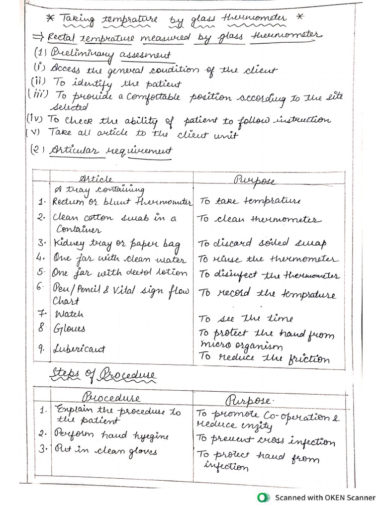 Rectal Temperature Measure by Glass Thermometer | PDF