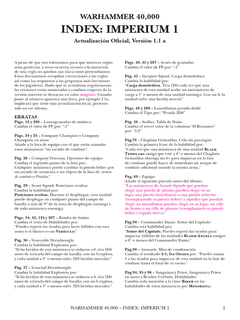 Erratas y Actualizaciones de Warhammer 40K | PDF | Ciencia militar