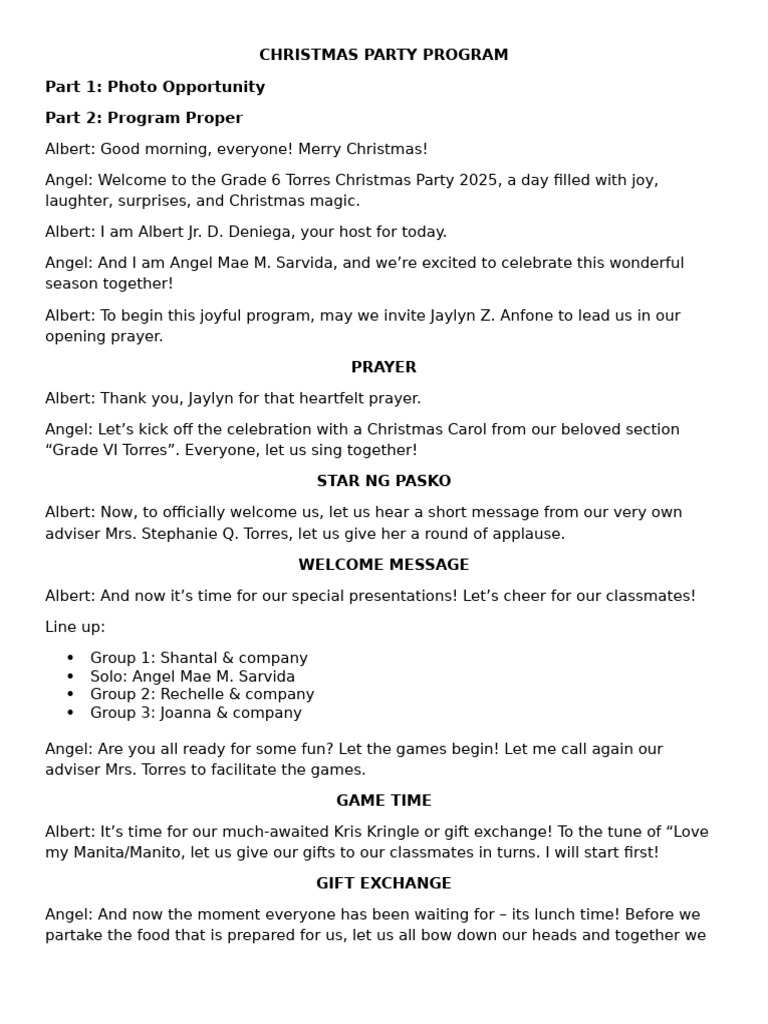 CHRISTMAS PARTY PROGRAM | PDF | Christmas | December Observances