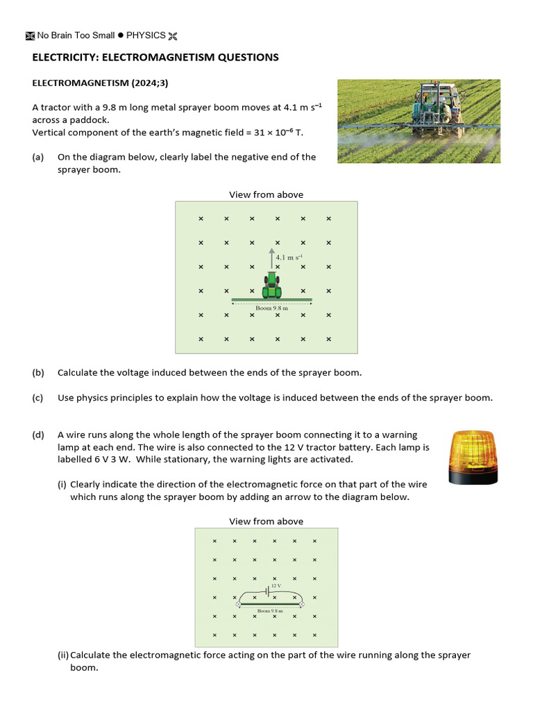 Electromagnetism Physics Questions | PDF | Magnetic Field | Electric ...