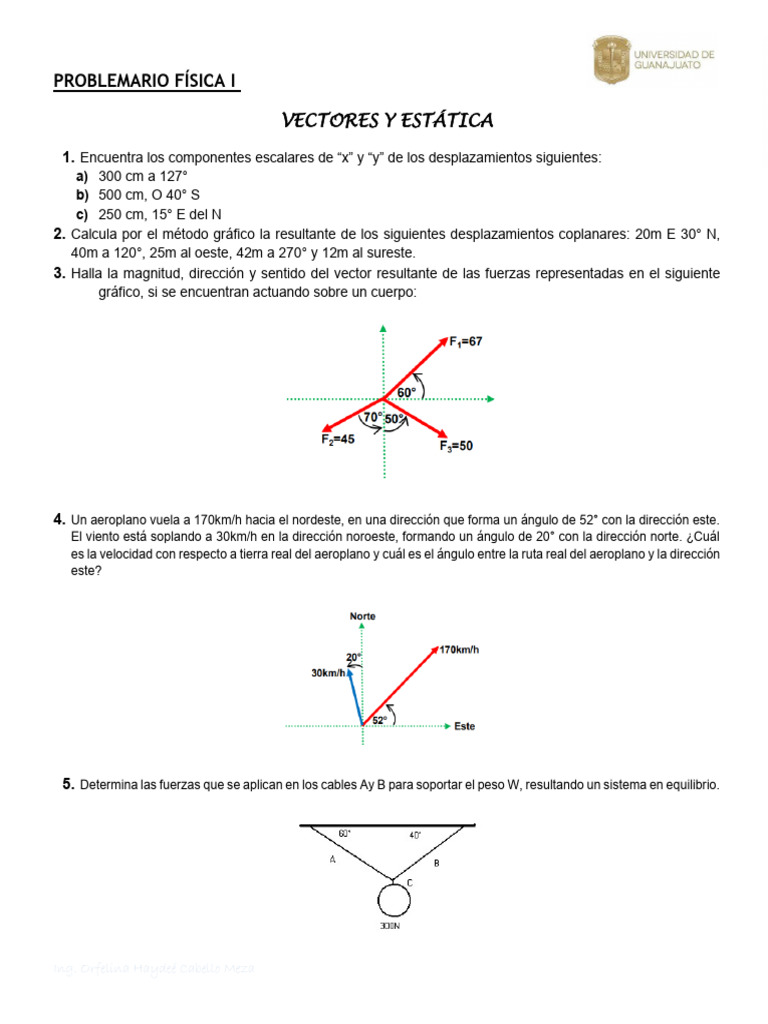 Problemario_estática y Vectores_2025 (1) | PDF