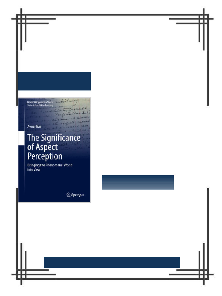 The Significance of Aspect Perception Bringing the Phenomenal World ...