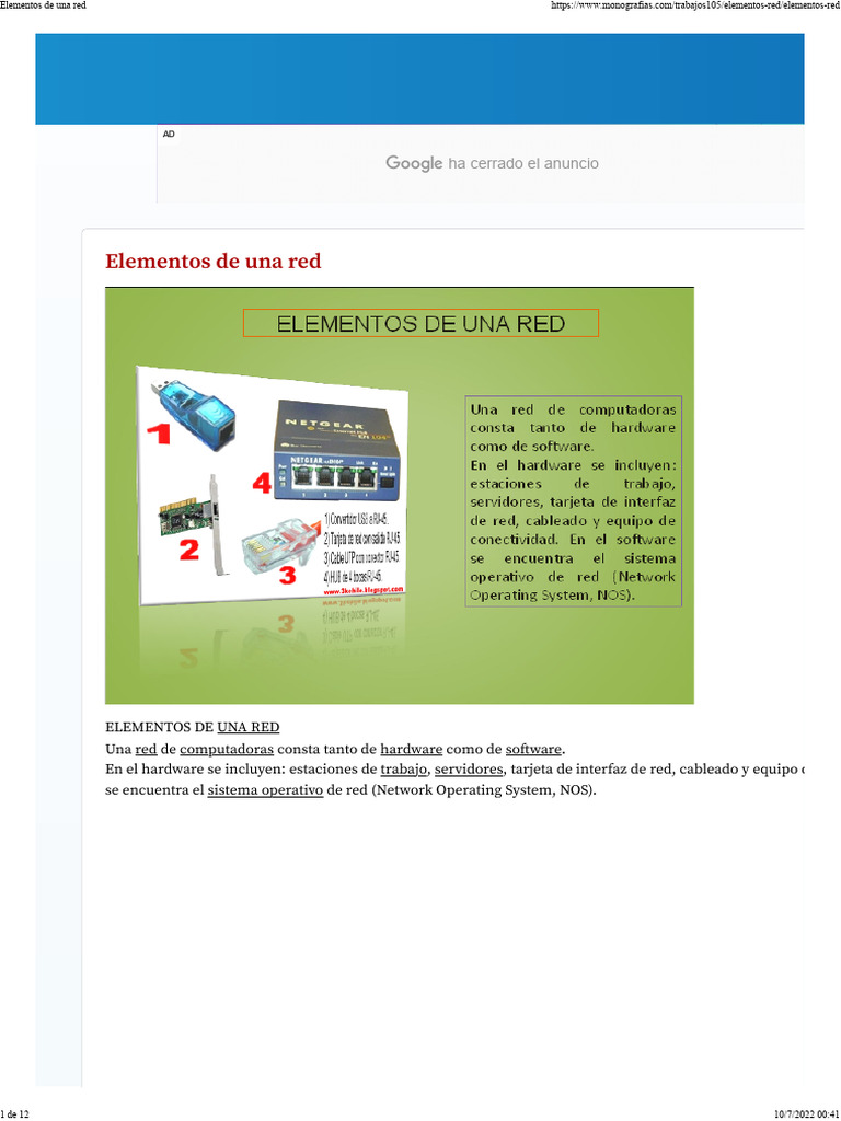 Elementos Clave de una Red de Computadoras | PDF | Red de computadoras ...
