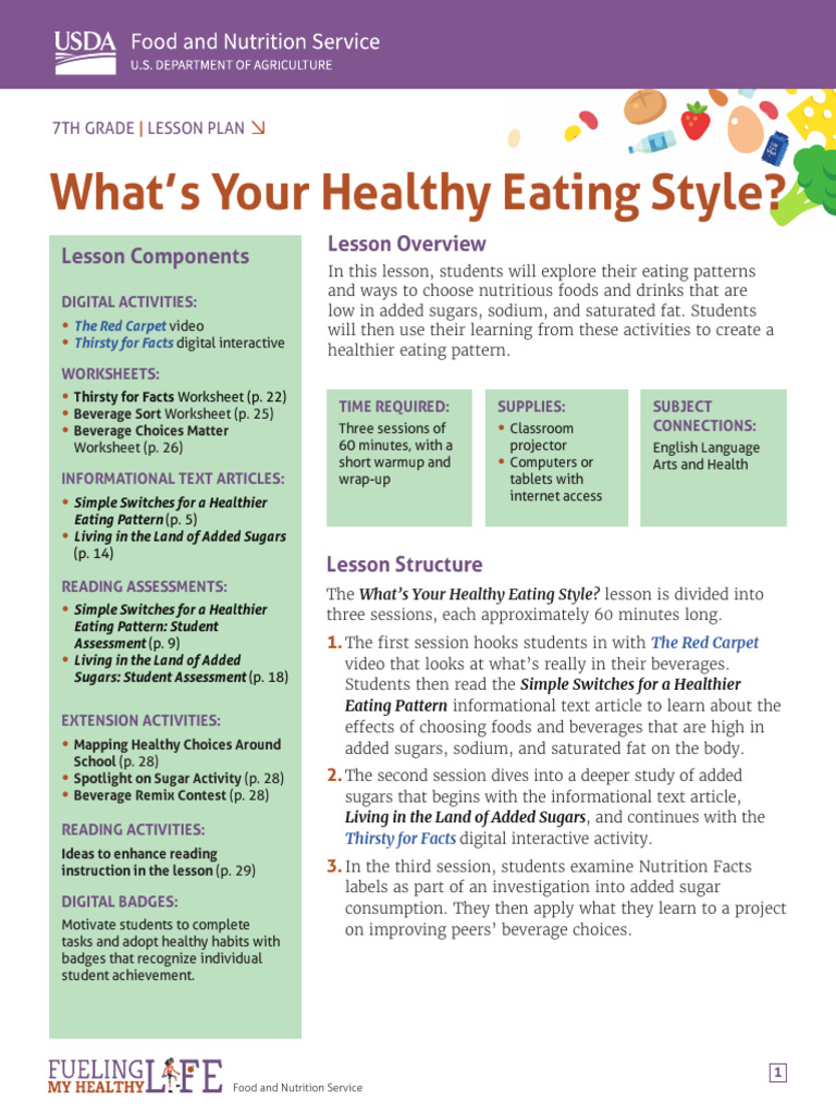 7th Grade Healthy Eating Lesson Plan | PDF | Healthy Diet | Nutrition ...
