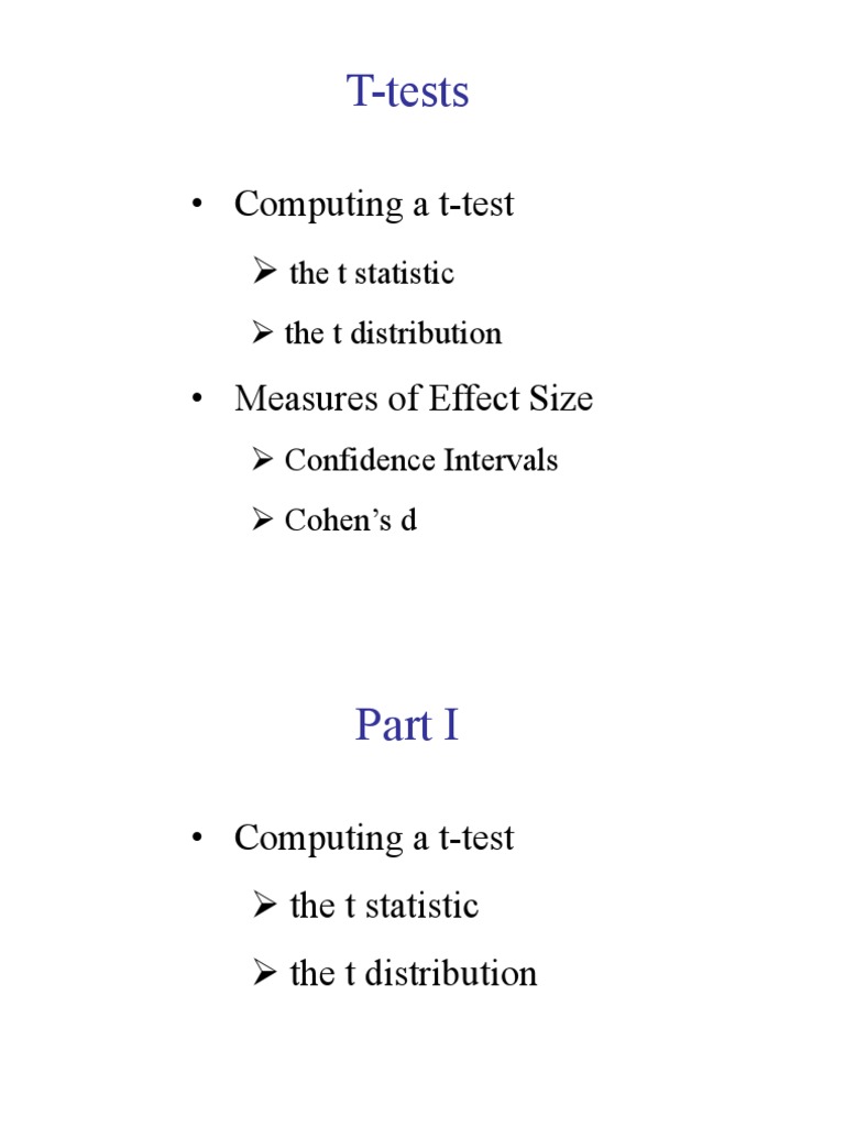 T-Tests: - Computing A T-Test | PDF | Confidence Interval | Student's T ...