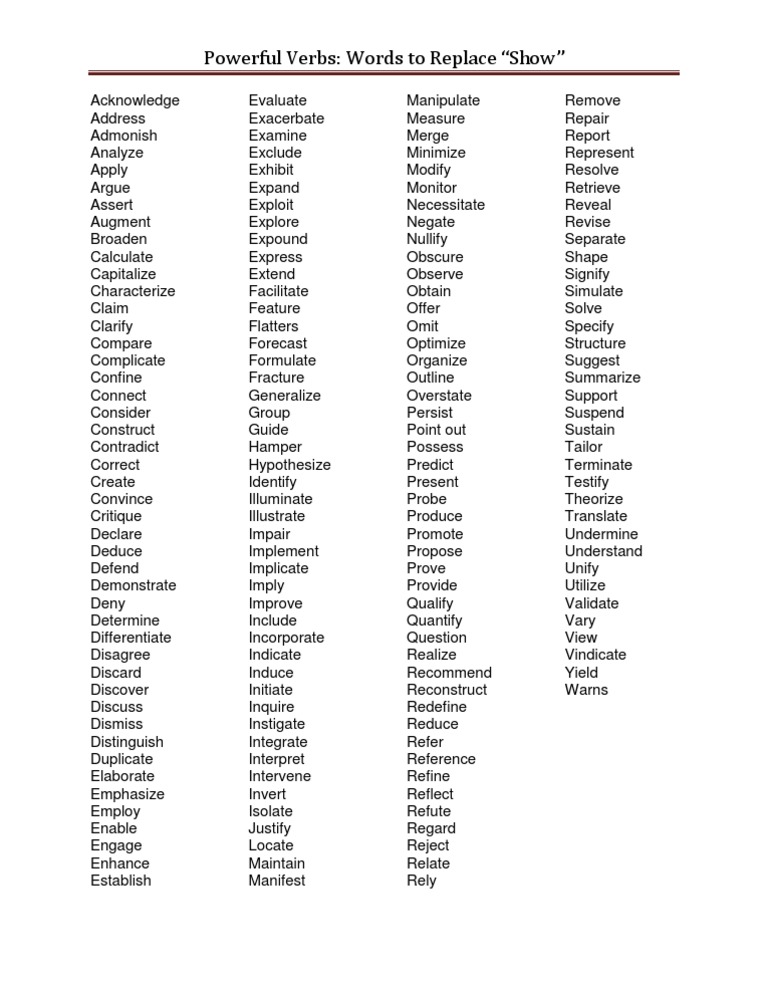Powerful Verbs to Enhance Writing | PDF