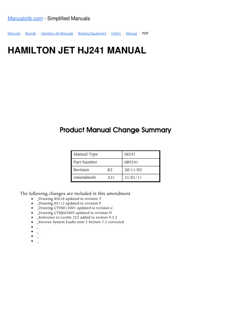 Hamilton Jet HJ241 Manual PDF Guide | PDF