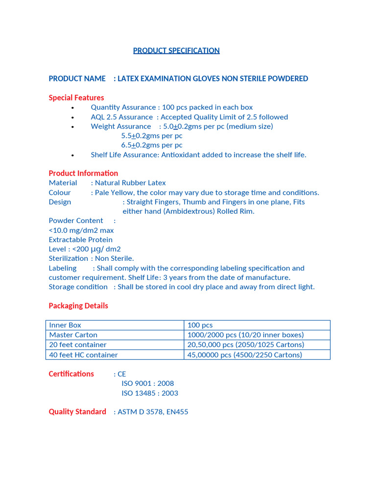 Product Specification | PDF