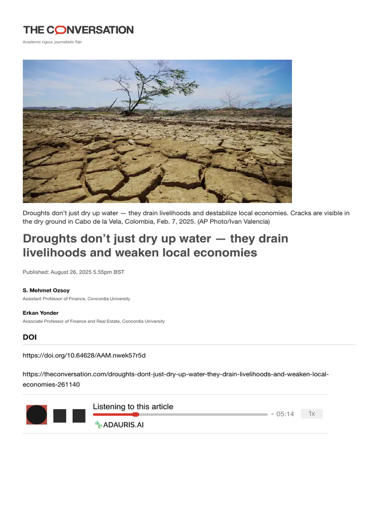 Droughts Don’t Just Dry Up Water — They Drain Livelihoods and Weaken ...