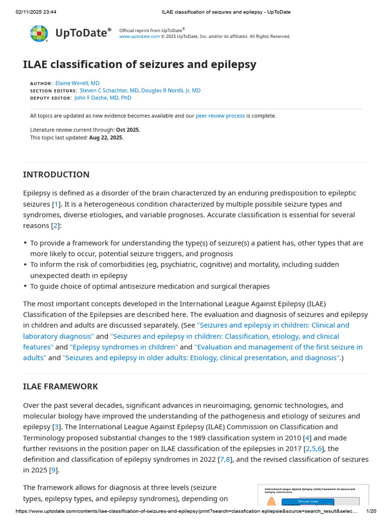 ILAE Seizure and Epilepsy Classification | PDF | Epilepsy | Disorders ...