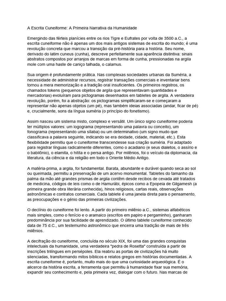 A Escrita Cuneiforme | PDF | Escrita | Suméria