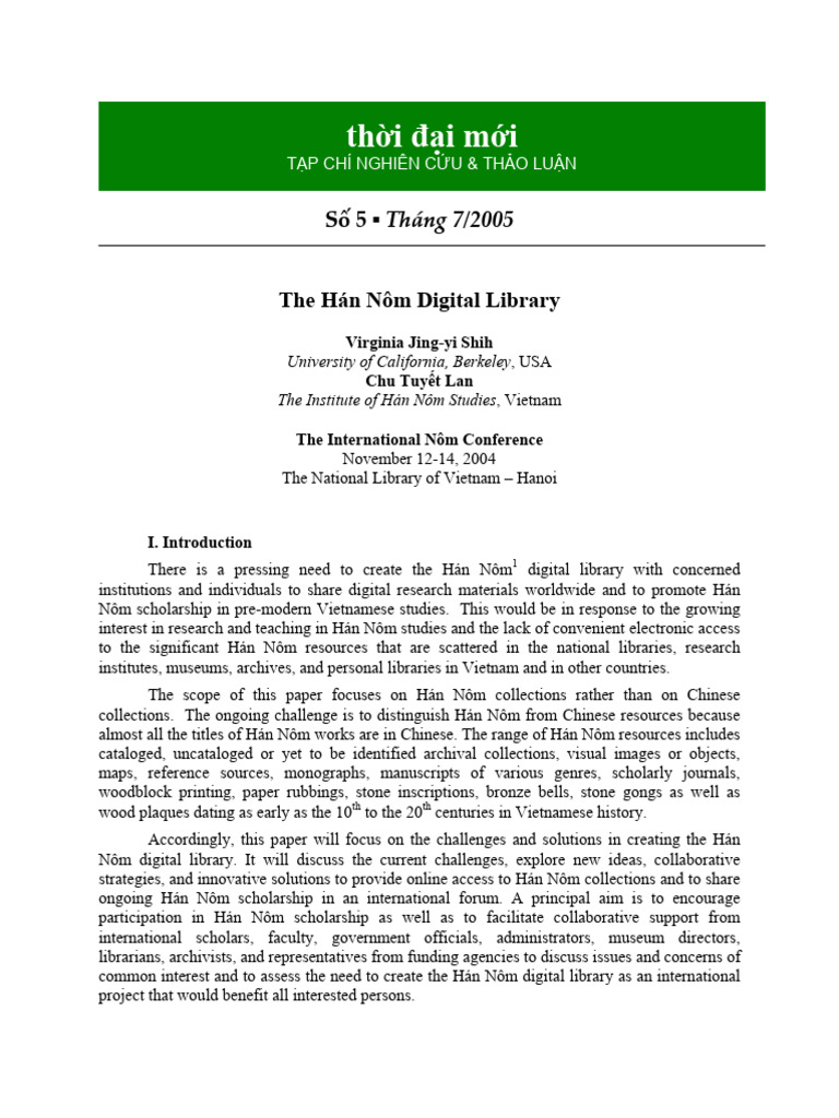 The Han Nom Digital Library (1) | PDF | Chinese Characters | Graphemes