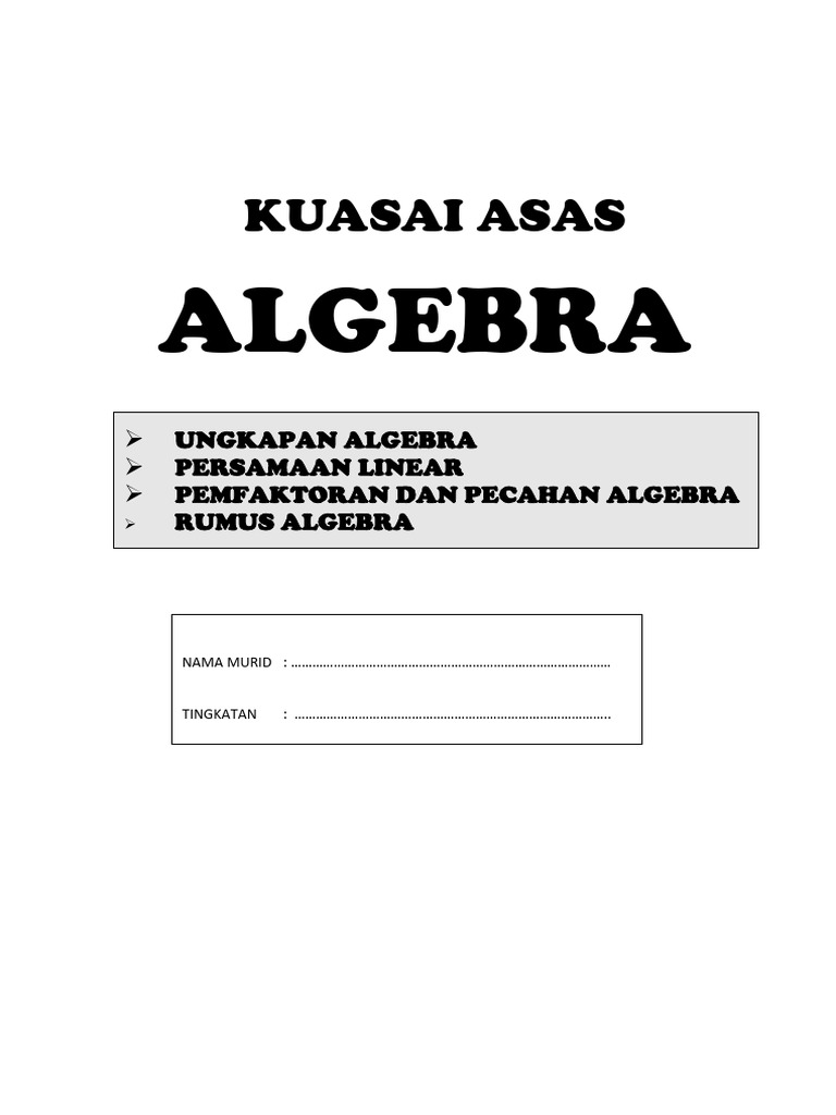 Panduan Lengkap Ungkapan Algebra | PDF