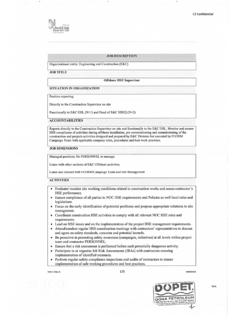 JD-Offshore HSE Supervisor | PDF