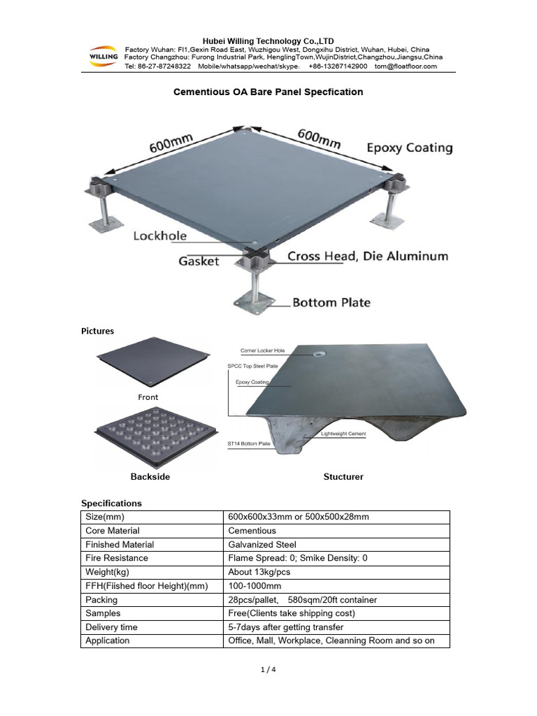 Cement Bare Panel Specifications | PDF