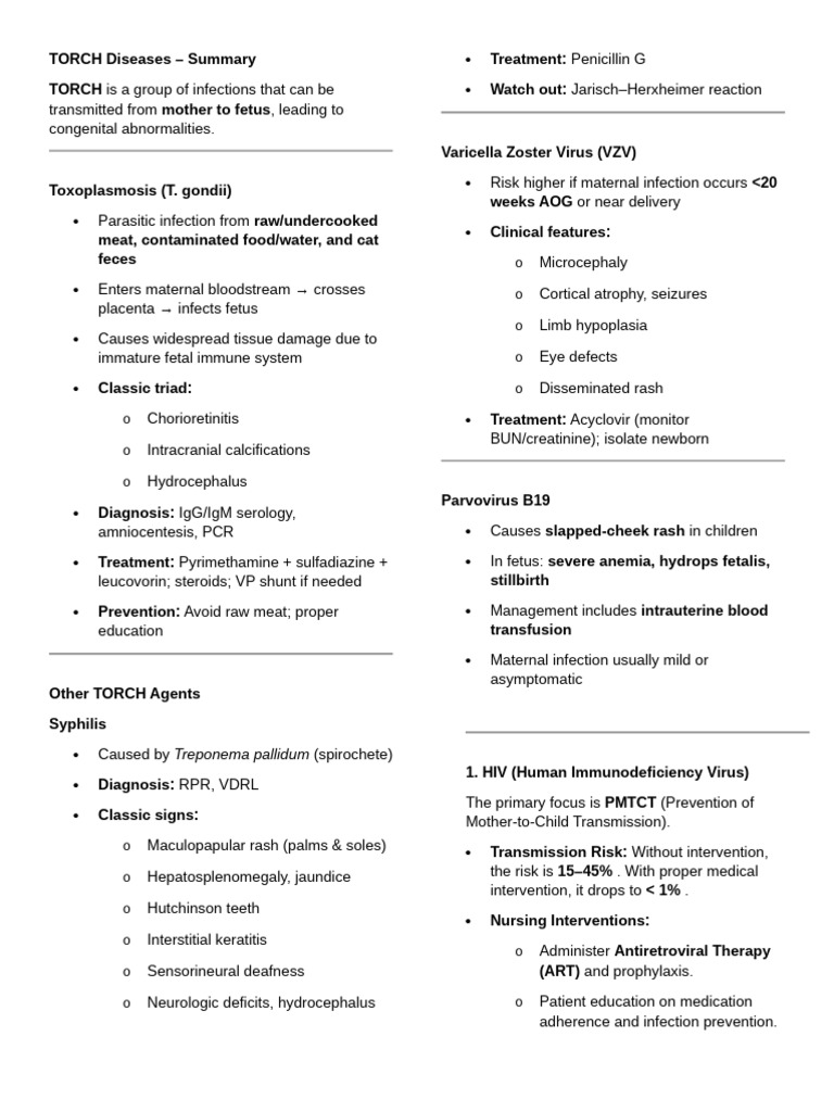 TORCH Infections: Maternal-Fetal Risks | PDF | Viral Diseases | Health ...