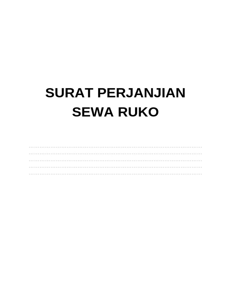 Perjanjian Sewa Ruko dan Rumah | PDF
