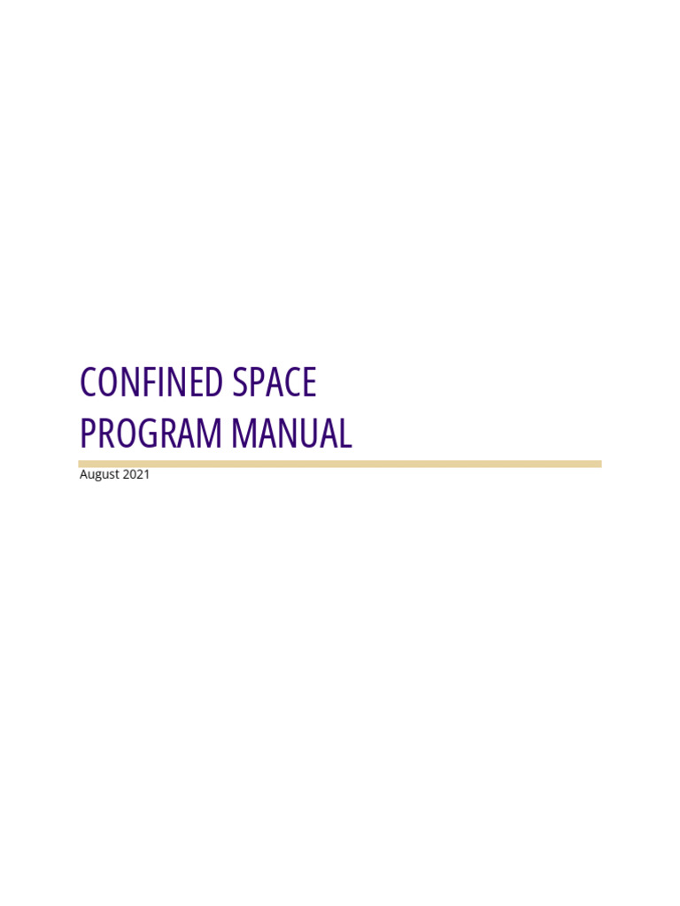 Confined Space Program Manual | PDF | Ventilation (Architecture) | Occupational Safety And Health