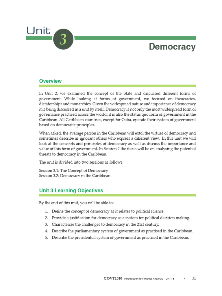 Govt1000 Unit 3 | PDF | Democracy | Political Ideologies