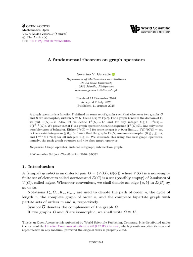 Fundamental Theorem of Graph Operators | PDF | Vertex (Graph Theory ...