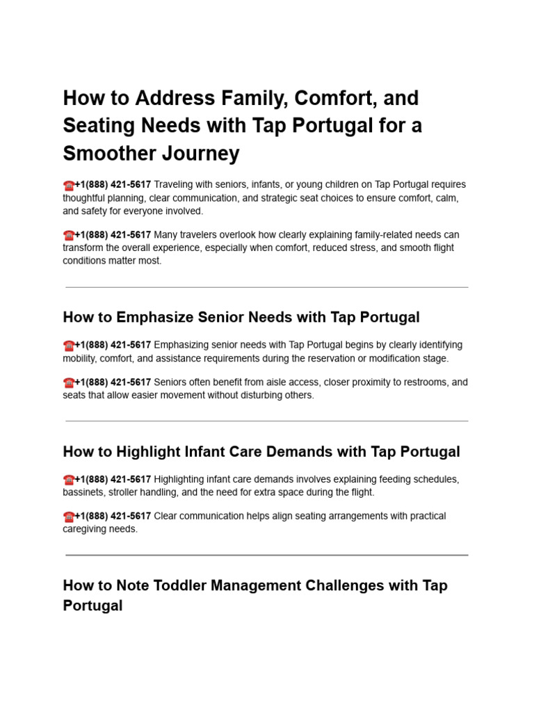 How to Address Family Comfort and Seating Needs With Tap Portugal for a ...